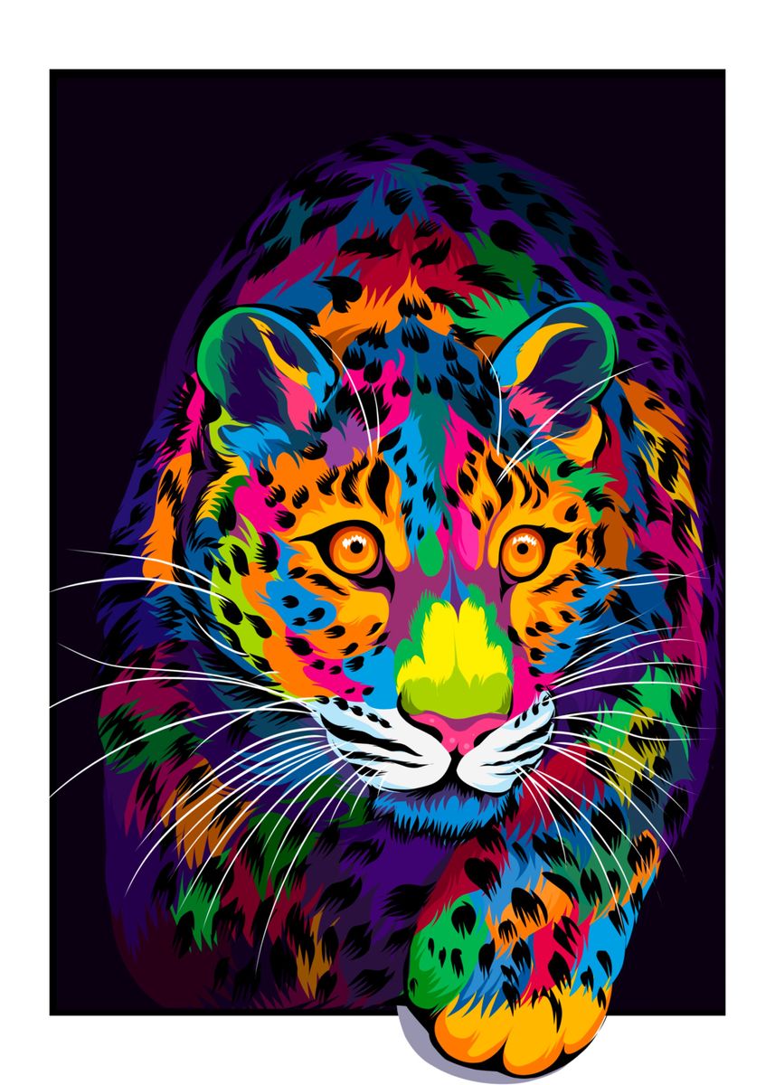 'colorful leopard' Poster, picture, metal print, paint by sinnois ...
