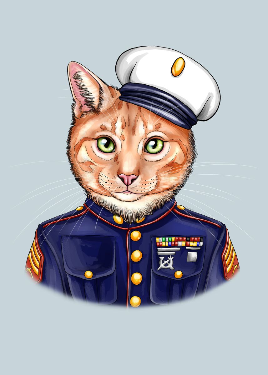 'The Marine Cat Portrait' Poster, picture, metal print, paint by ...