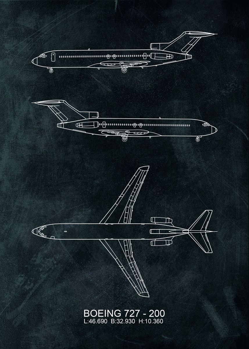 'BOEING 727 200' Poster, picture, metal print, paint by Audai | Displate