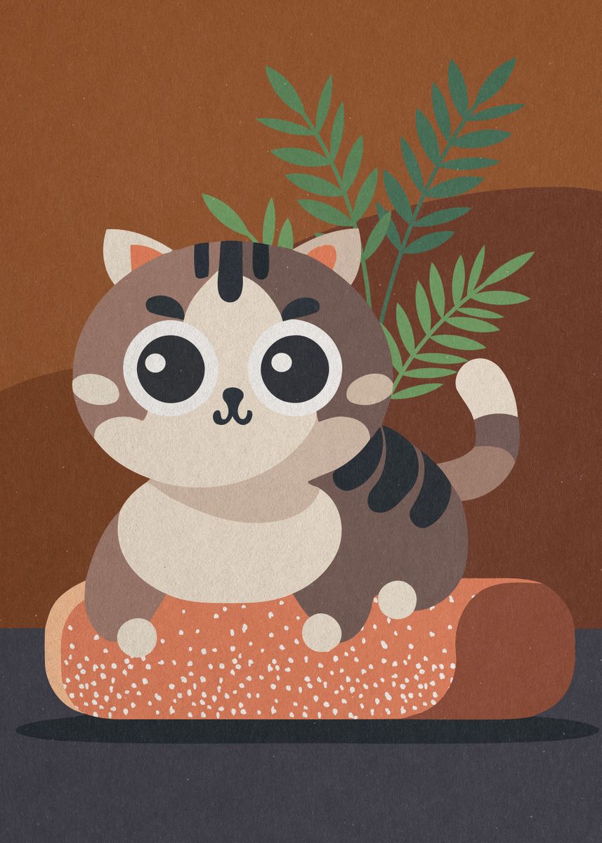 'Cute Kitty' Poster, picture, metal print, paint by Alexandra A | Displate