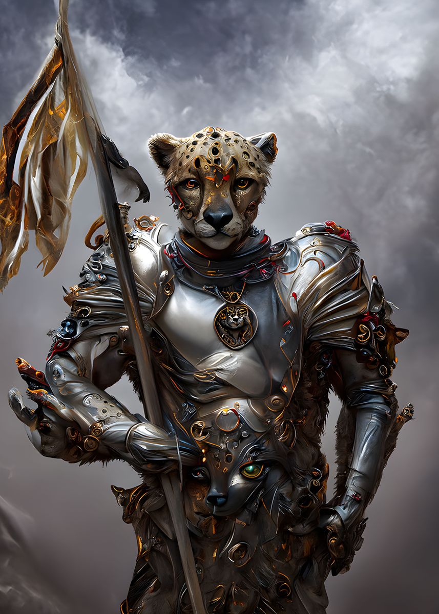 'cheetah warrior' Poster, picture, metal print, paint by mark viraj ...
