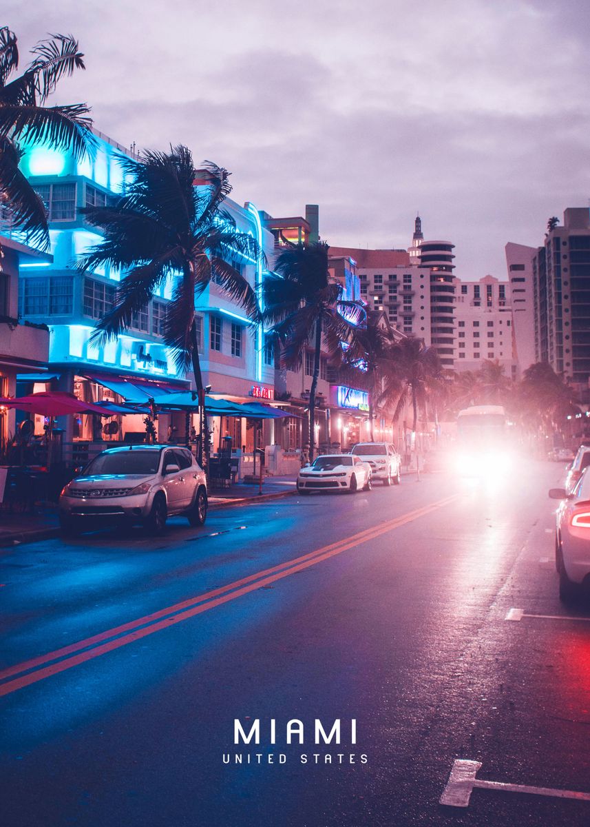 'Miami ' Poster, picture, metal print, paint by Big City | Displate