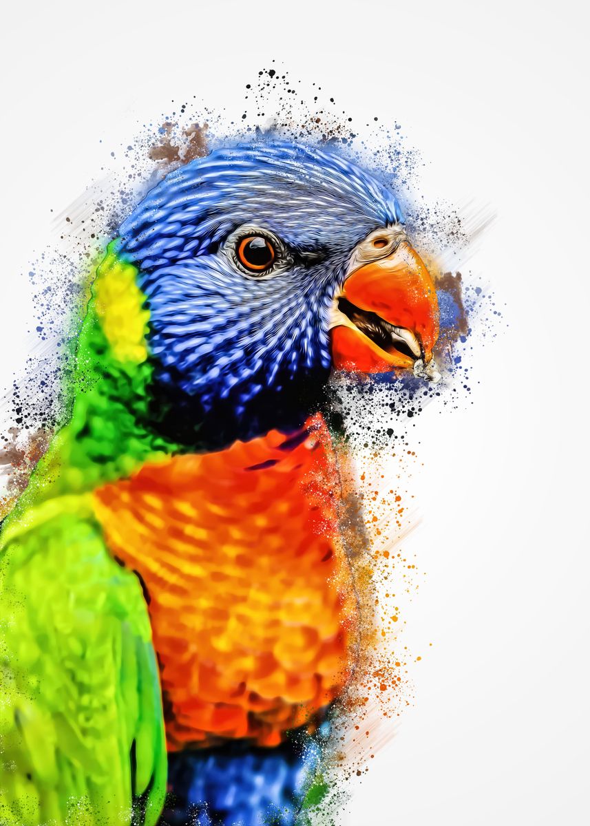 'Parrot' Poster, picture, metal print, paint by The Flowers | Displate
