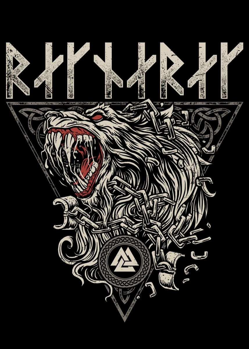 'Fenrir Wolf Norse Ragnarok' Poster, picture, metal print, paint by ...