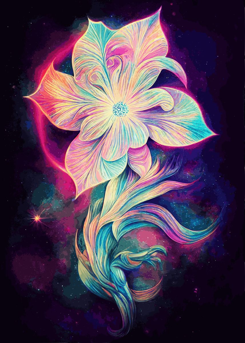 'Celestial Space Flower' Poster by BestPrints | Displate