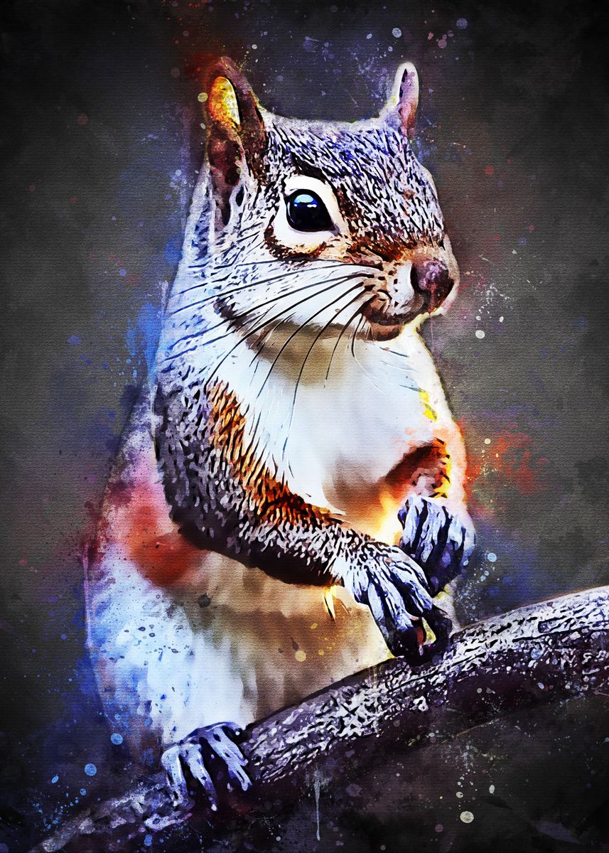 'Cute Squirrel' Poster, picture, metal print, paint by Muh Asdar | Displate