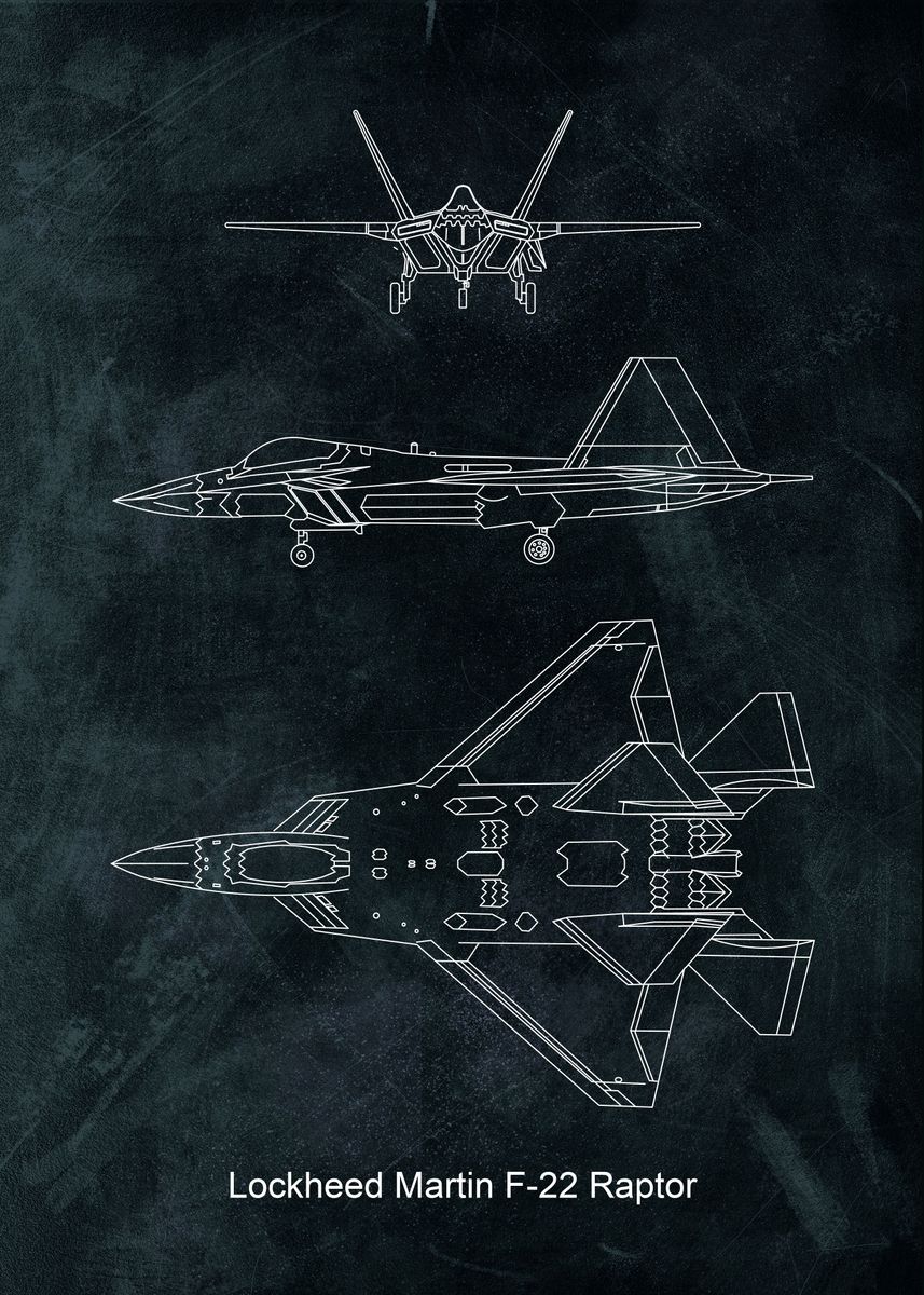 'Lockheed Martin F22 Raptor' Poster, picture, metal print, paint by ...