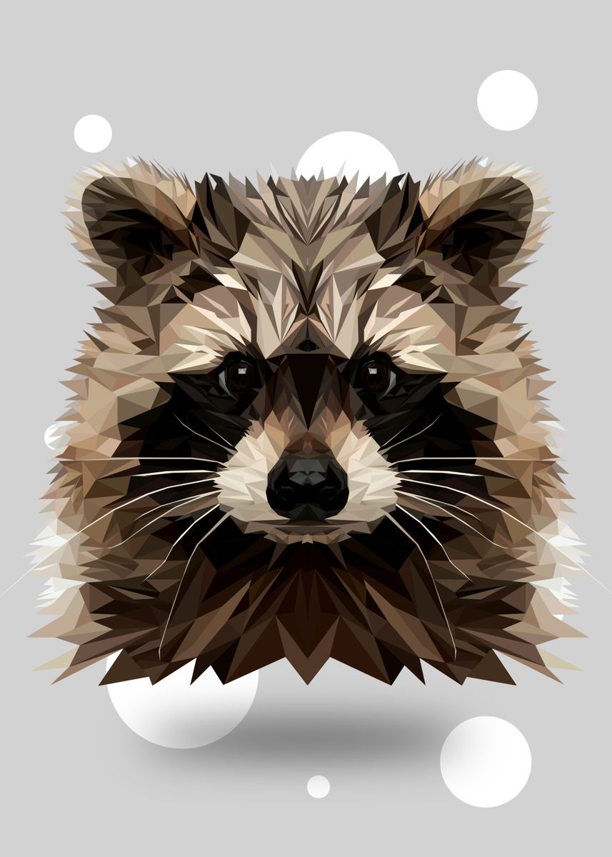 'Raccoon' Poster, picture, metal print, paint by Lee Jani | Displate