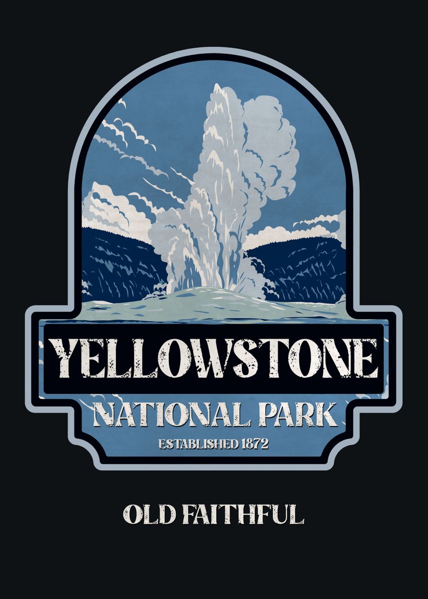 'Yellowstone Old Faithful' Poster, picture, metal print, paint by ...