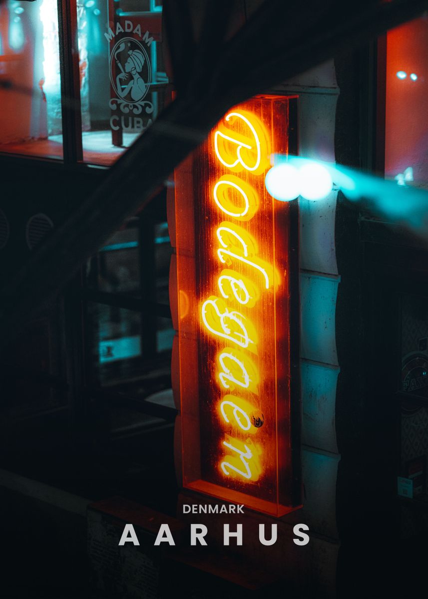 'Neons at Night' Poster, picture, metal print, paint by Adam Bodor ...