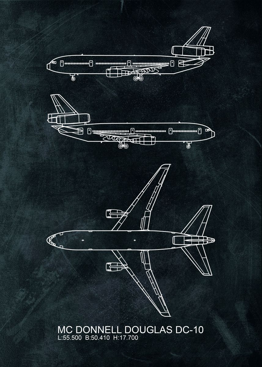 'MC DONNELL DOUGLAS DC 10' Poster, picture, metal print, paint by Audai ...