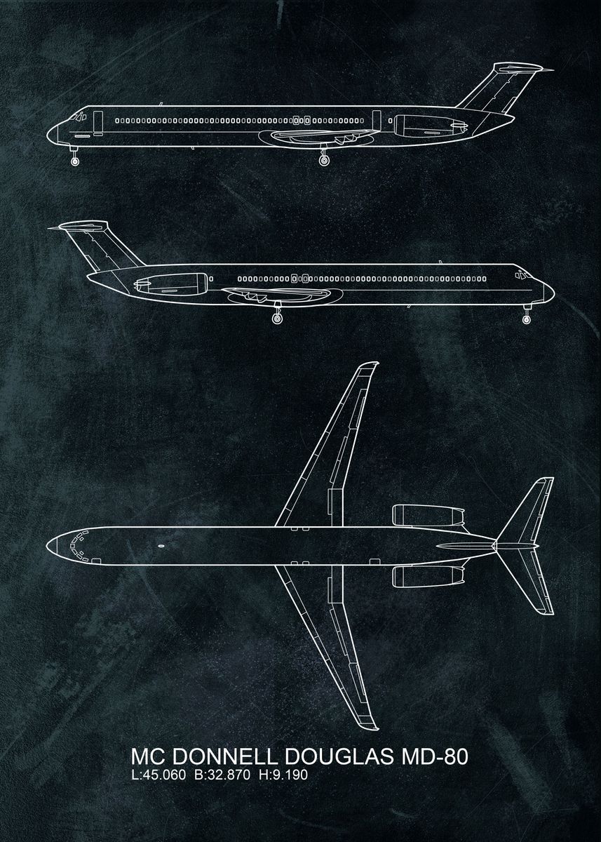 'MC DONNELL DOUGLAS MD 80' Poster, picture, metal print, paint by Audai ...