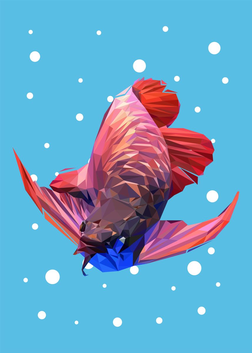 'Nursery animals fish' Poster, picture, metal print, paint by Lowpoly ...