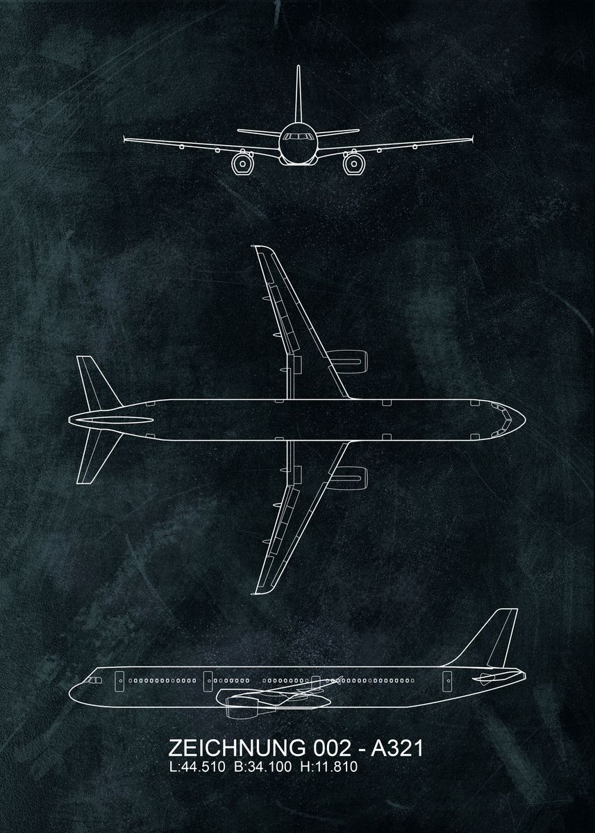 'ZEICHNUNG 002 A321' Poster, picture, metal print, paint by Audai ...