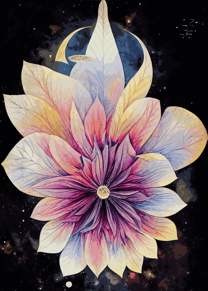 'Pastel Space Flower Galaxy' Poster, picture, metal print, paint by ...