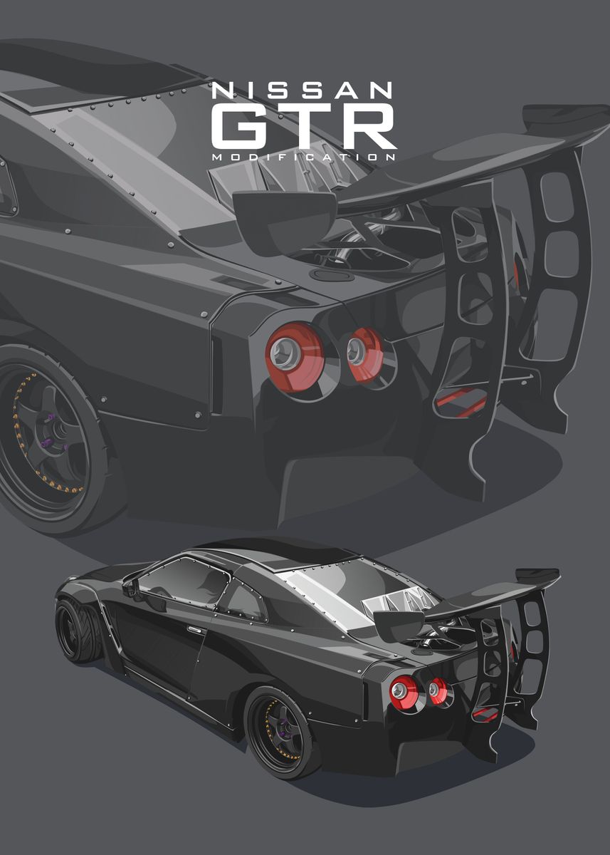 'nissan gtr black' Poster, picture, metal print, paint by capture art ...
