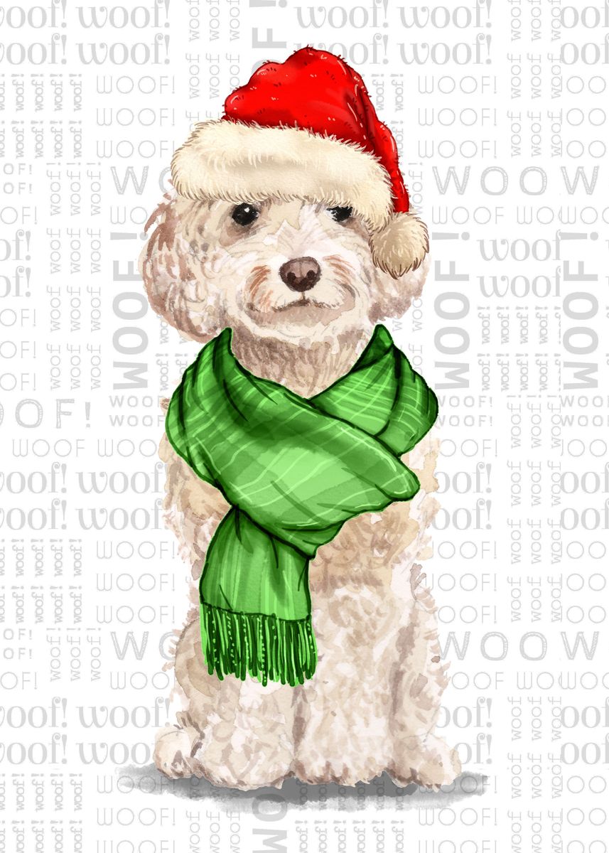 'Christmas Cockapoo Dog' Poster by Doreen Erhardt | Displate