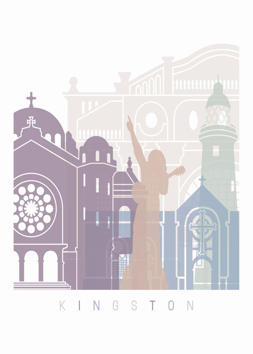 'Kingston skyline poster ' Poster, picture, metal print, paint by ...