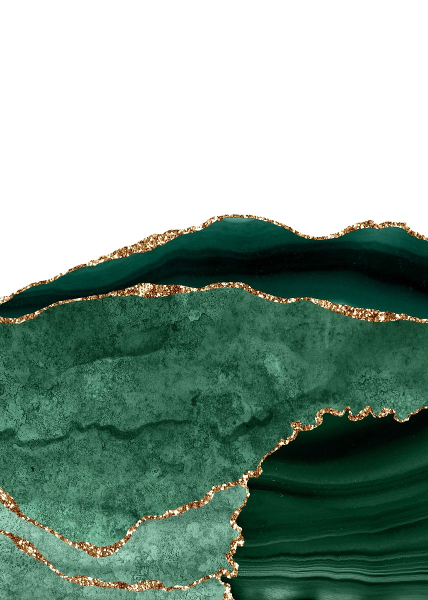 'Emerald Gold Agate 06' Poster, picture, metal print, paint by Aloke ...