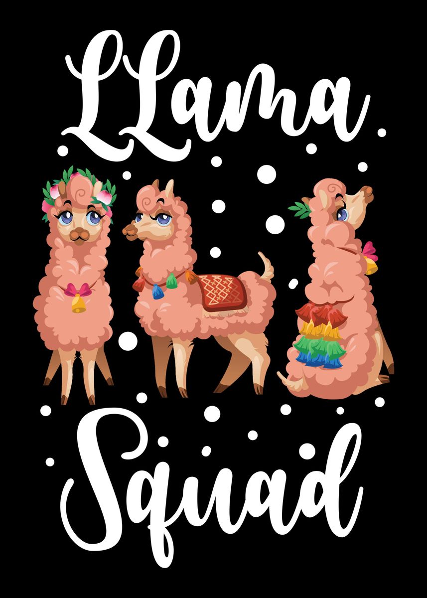 'Llama Birthday Party' Poster, picture, metal print, paint by ...