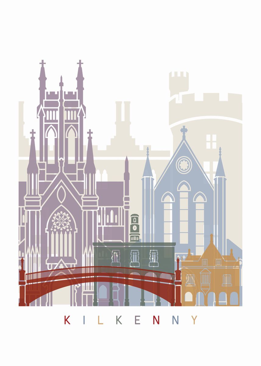 'Kilkenny skyline poster ' Poster, picture, metal print, paint by ...