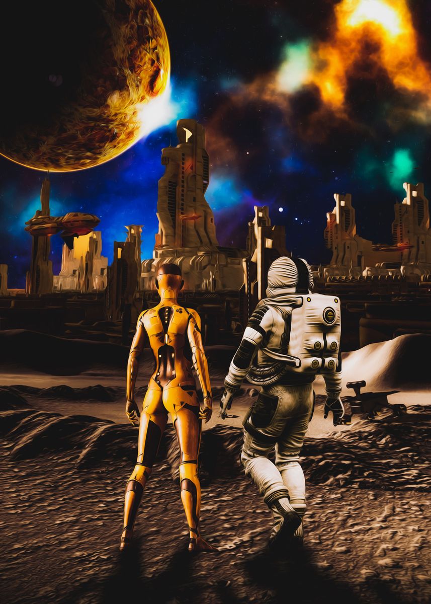 'Spaceman Space Robot' Poster, picture, metal print, paint by Saphira ...