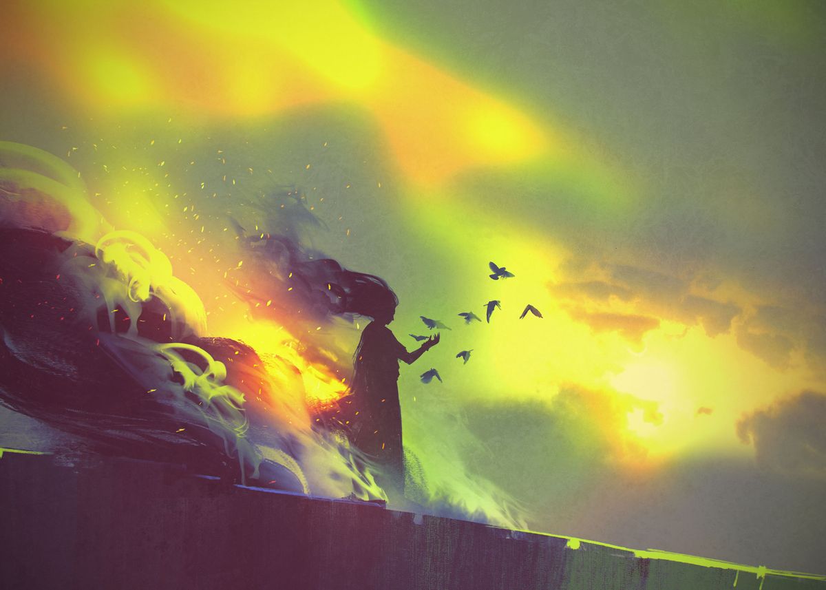 'Burning woman' Poster by Nabila Art | Displate