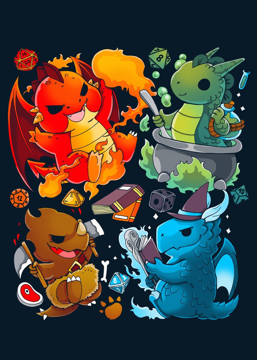 'Dragon Role Play' Poster, picture, metal print, paint by Valentina ...