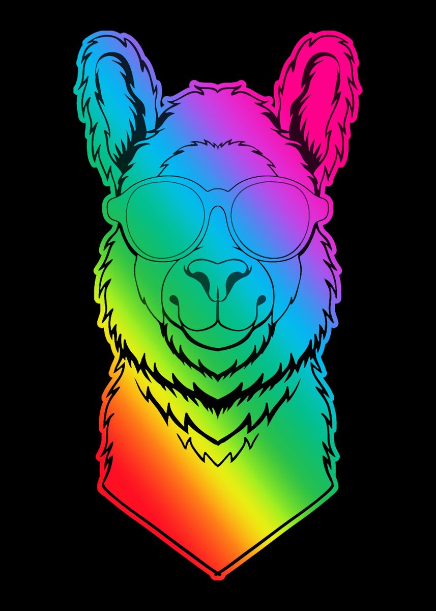 'Colorful Llama Alpaca' Poster, picture, metal print, paint by ...