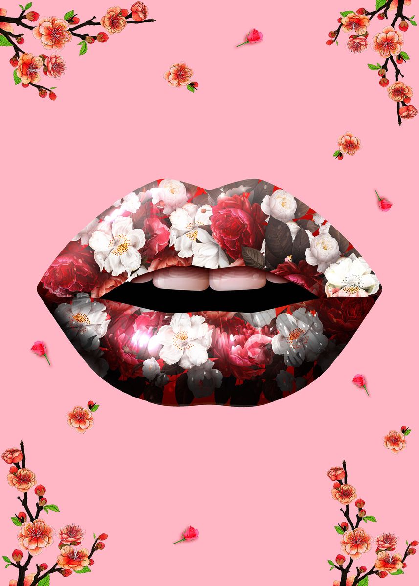 'Flower Lips' Poster, picture, metal print, paint by Conceptual ...