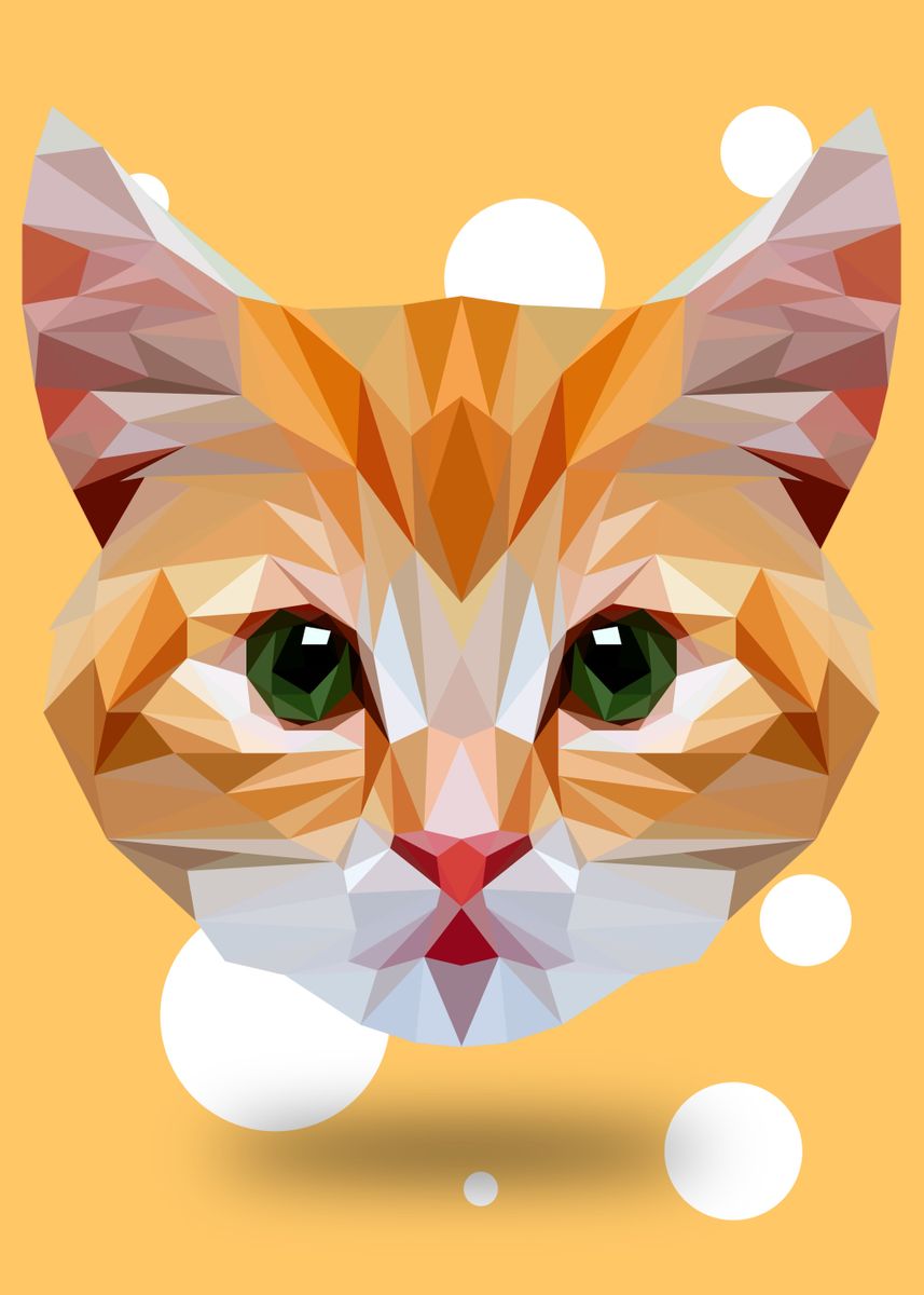 'Cat' Poster, picture, metal print, paint by Lee Jani | Displate