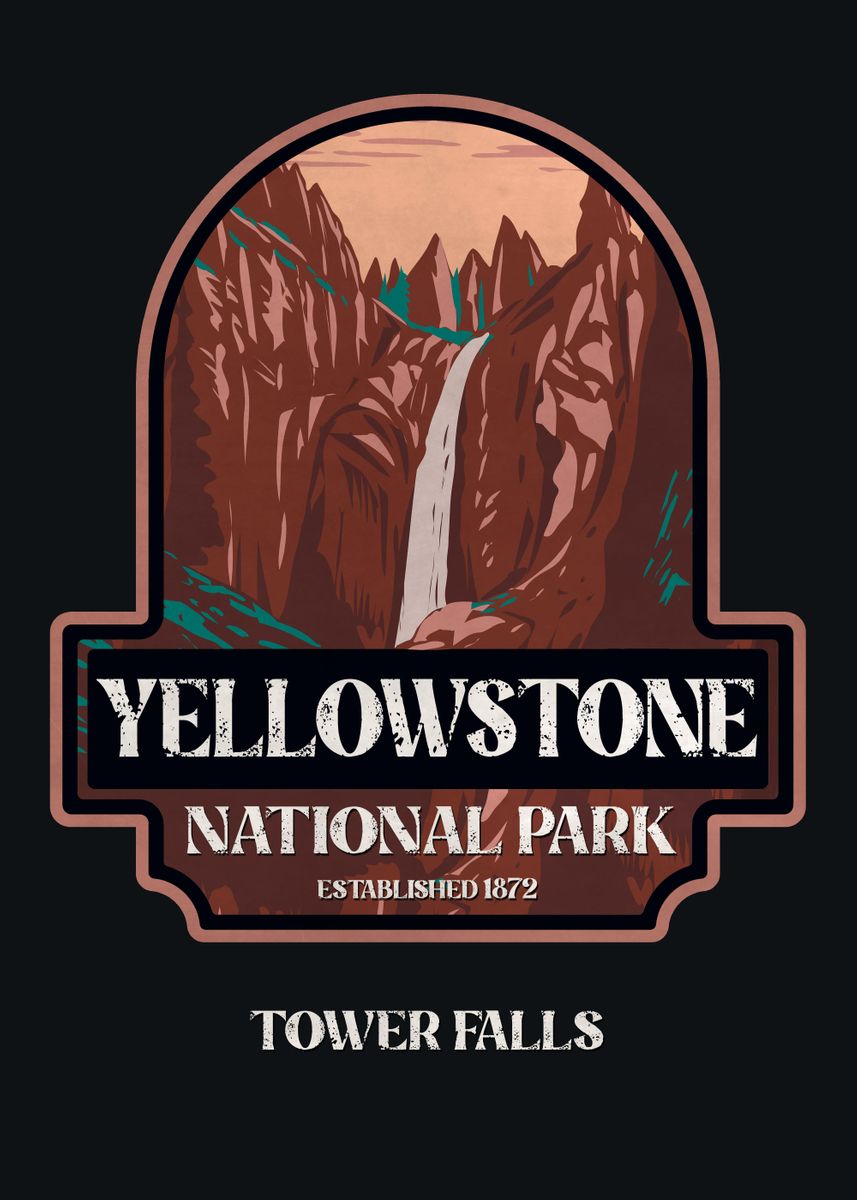 'Yellowstone Tower Falls' Poster, picture, metal print, paint by ...