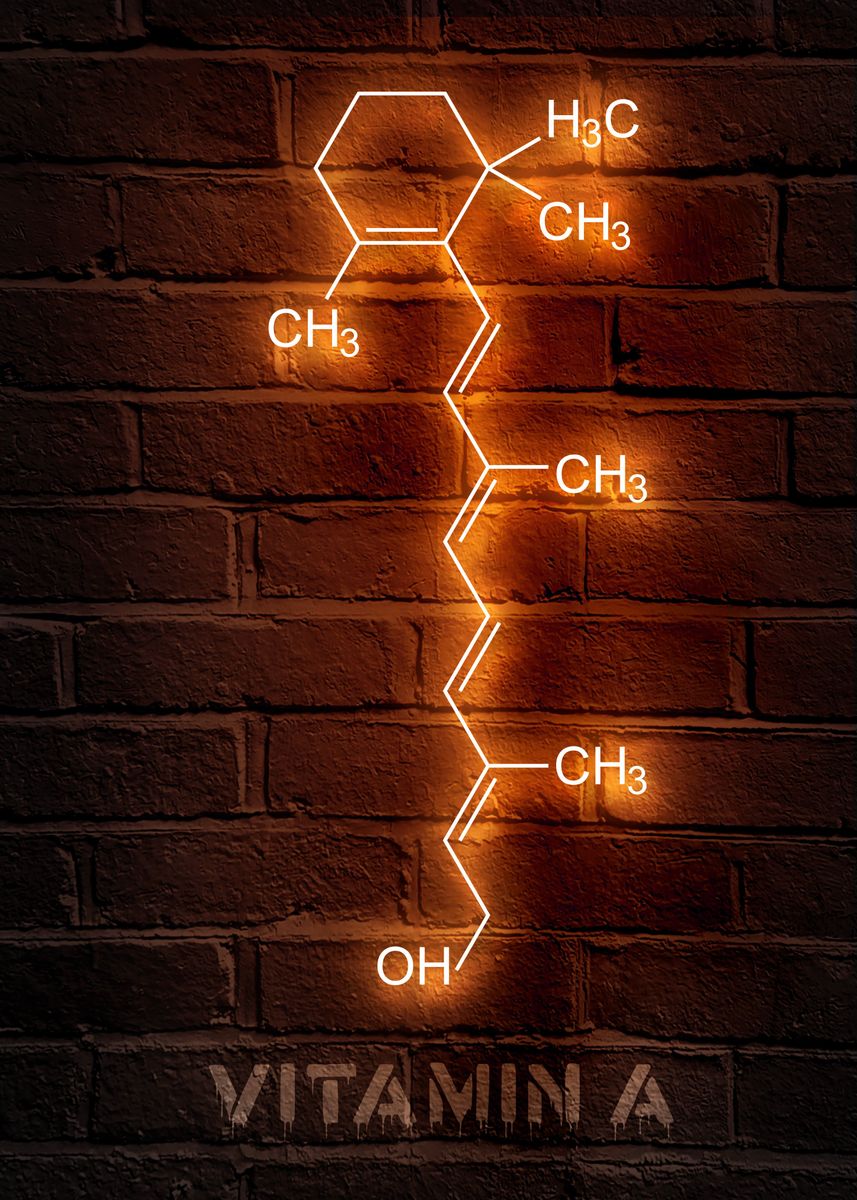 'Vitamin A neon molecule' Poster, picture, metal print, paint by Kitty ...