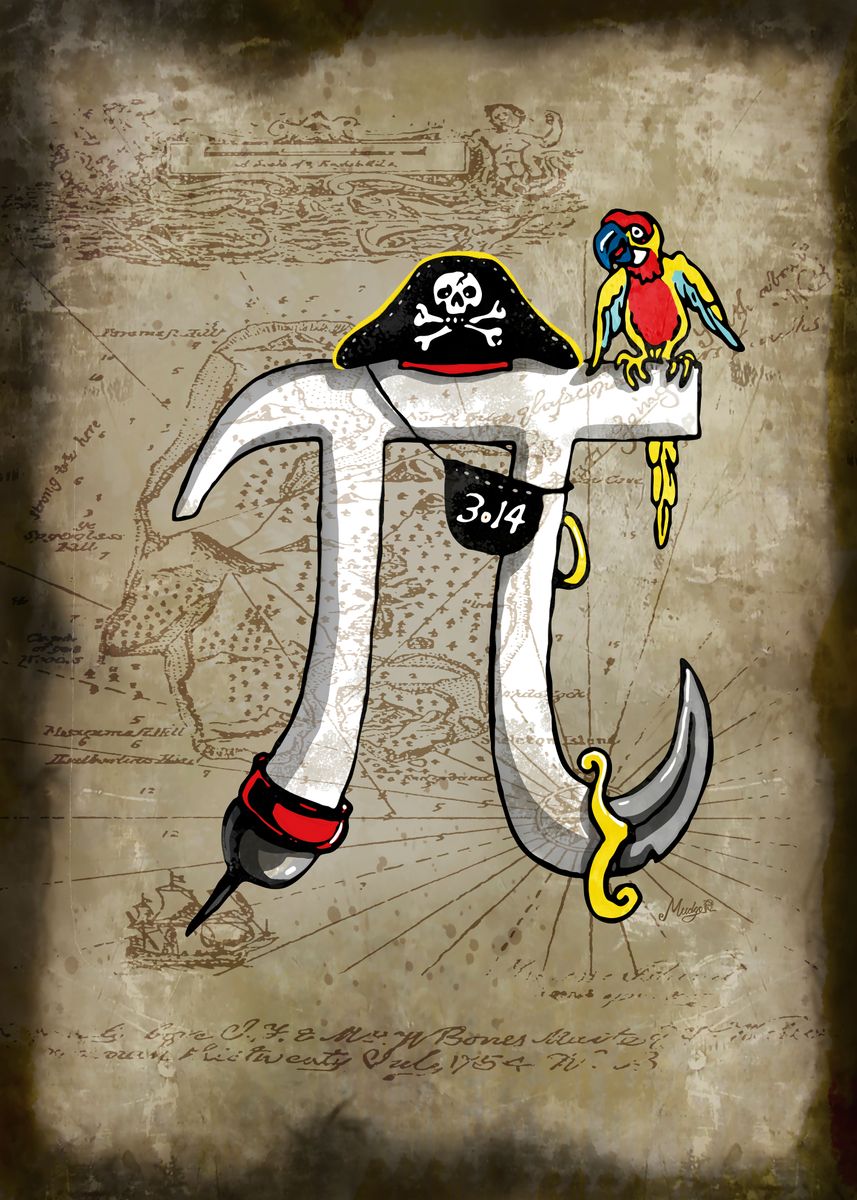 'Pirate Pi Day' Poster, picture, metal print, paint by Mudge Studios ...