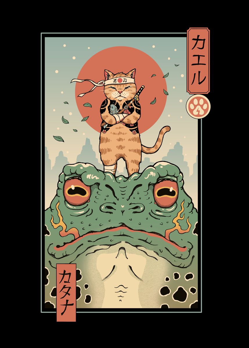 'Catana and the Big Frog' Poster, picture, metal print, paint by vp ...