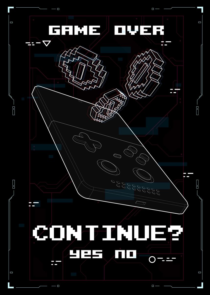 'Game Over' Poster, picture, metal print, paint by Bramcrye | Displate