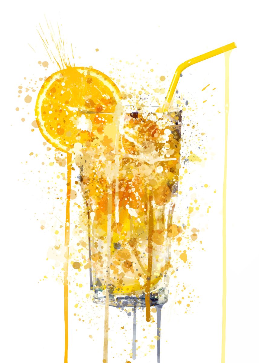 'Long Orange Cocktail' Poster, picture, metal print, paint by Izu ...