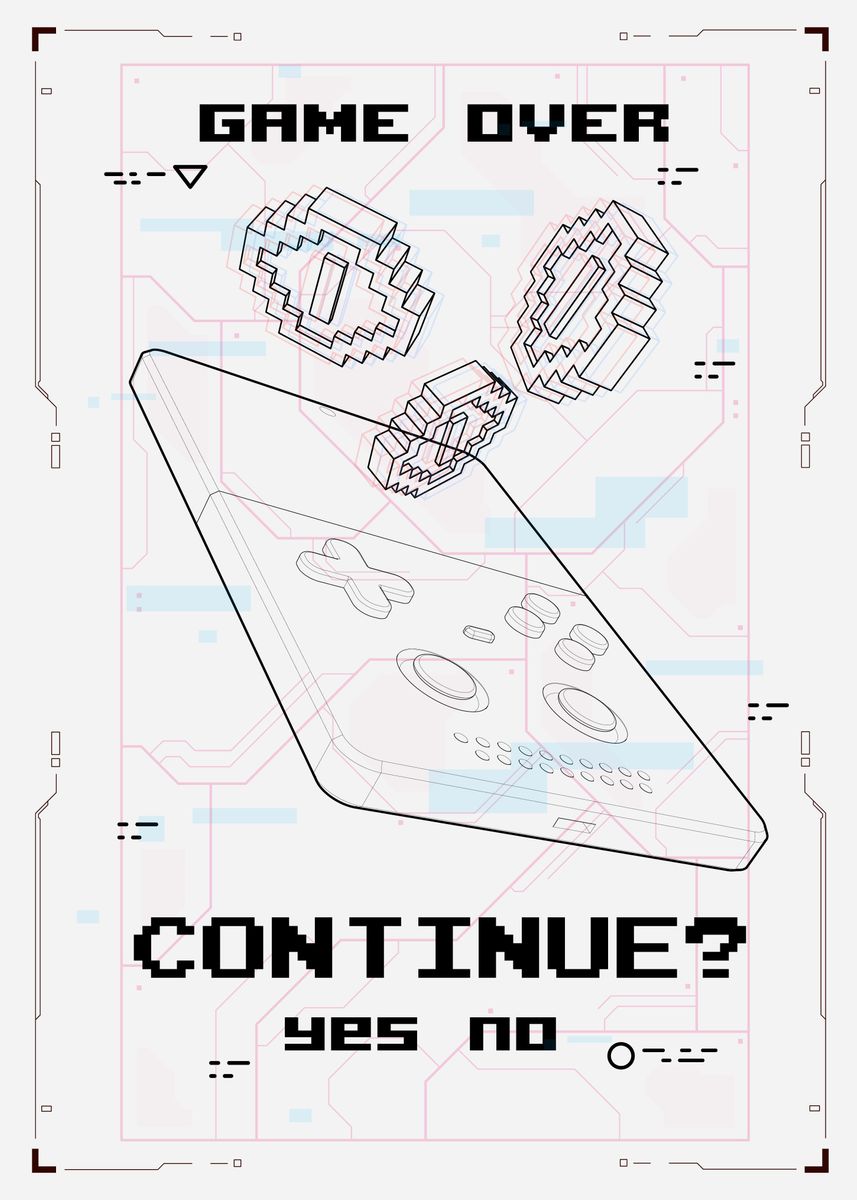 'Game Over' Poster, picture, metal print, paint by Bramcrye | Displate