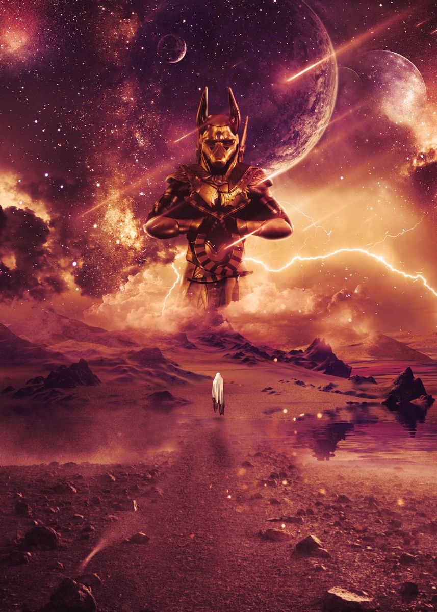 'ANUBIS' Poster, picture, metal print, paint by Ricsi Makkai | Displate