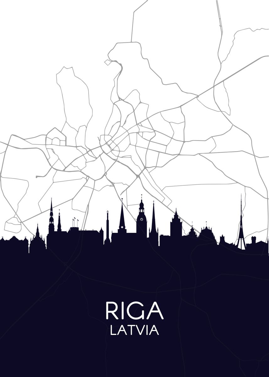 'Riga Latvia' Poster, picture, metal print, paint by Urrutia German ...