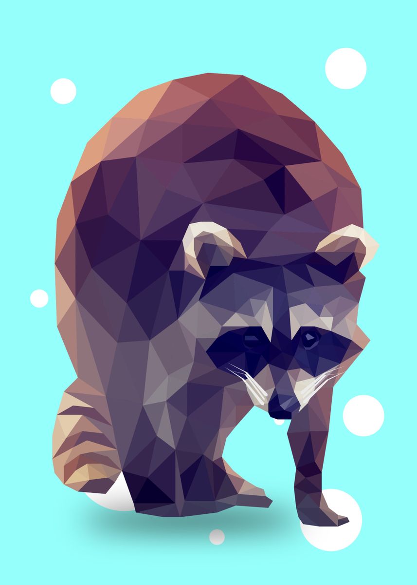 'Raccoon' Poster, picture, metal print, paint by Lee Jani | Displate