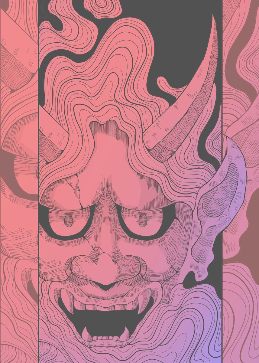 'oni' Poster, picture, metal print, paint by amar maruf | Displate