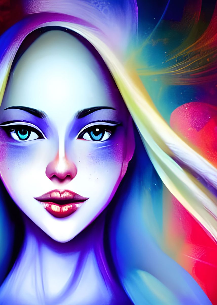 'Girl with rainbow' Poster by Stratomi Tamás | Displate