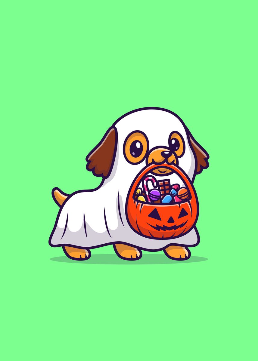 'Cute ghost dog' Poster, picture, metal print, paint by Tran Duc Hieu ...