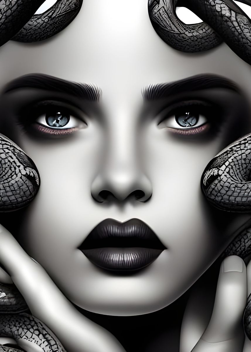 'Girl with snakes' Poster, picture, metal print, paint by Stratomi ...