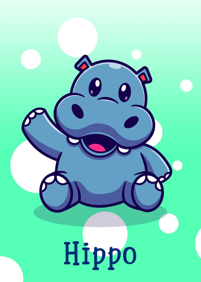 'Hippo' Poster, picture, metal print, paint by tona Billi | Displate