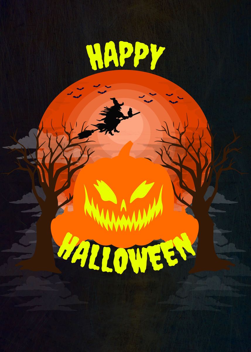 'HAPPY HALLOWEEN PUMPKIN' Poster by Atomic Chinook | Displate