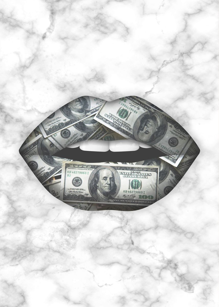 'Money Lips' Poster, picture, metal print, paint by Conceptual ...
