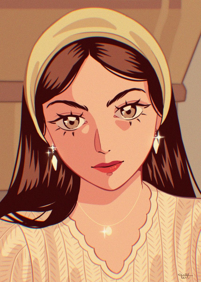 'retro anime portrait' Poster, picture, metal print, paint by W I L L Y ...