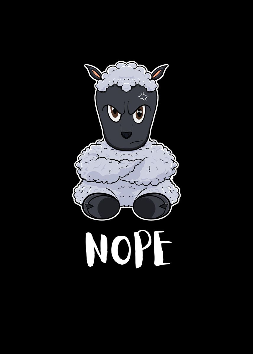 'Nope Lamb I Funny Lazy' Poster, picture, metal print, paint by ...